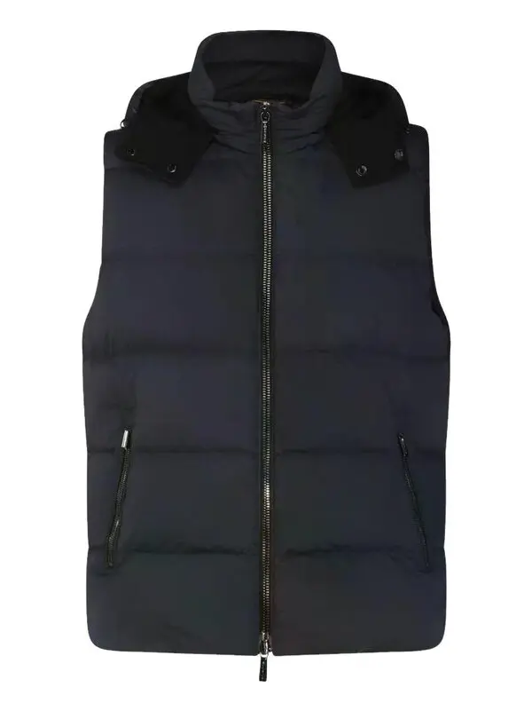 MOORER Quilted Hooded Gilet - Blue