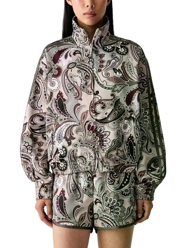 Adidas Paisley Print High Neck Track Jacket - Neutrals