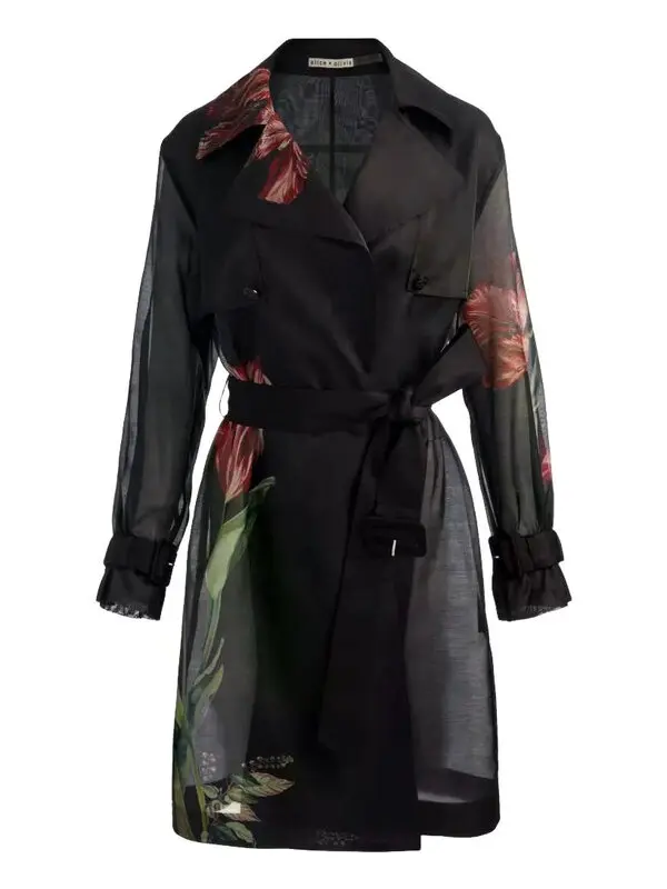 Alice + Olivia Silvia Belted Trench Coat - Black
