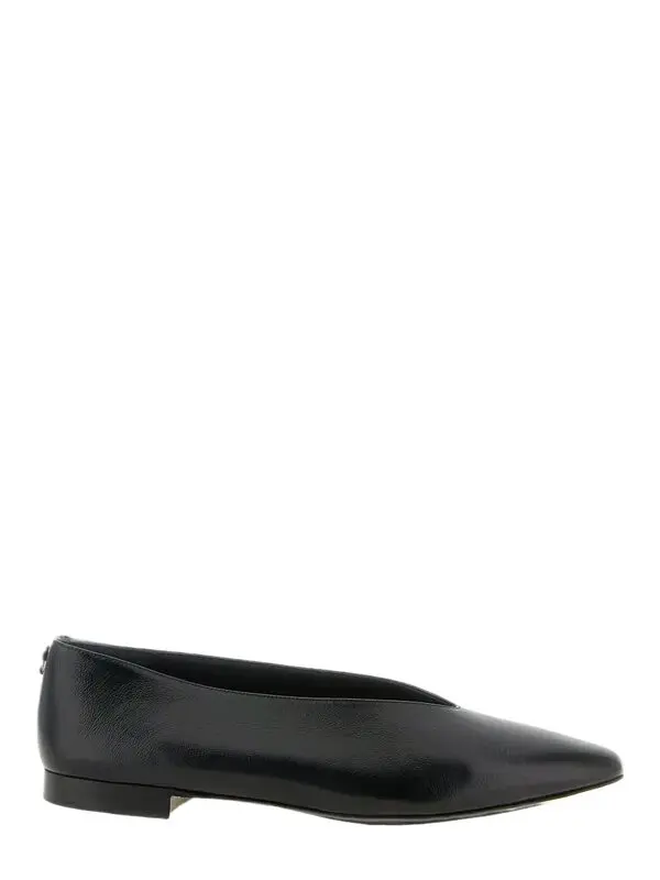 JIMMY CHOO Margot V-neck Leather Ballet Flats - Black