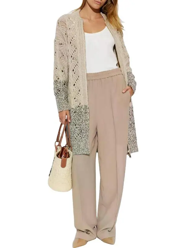 Fabiana Filippi Pointelle Knit Zip-fastening Cardigan - Neutrals
