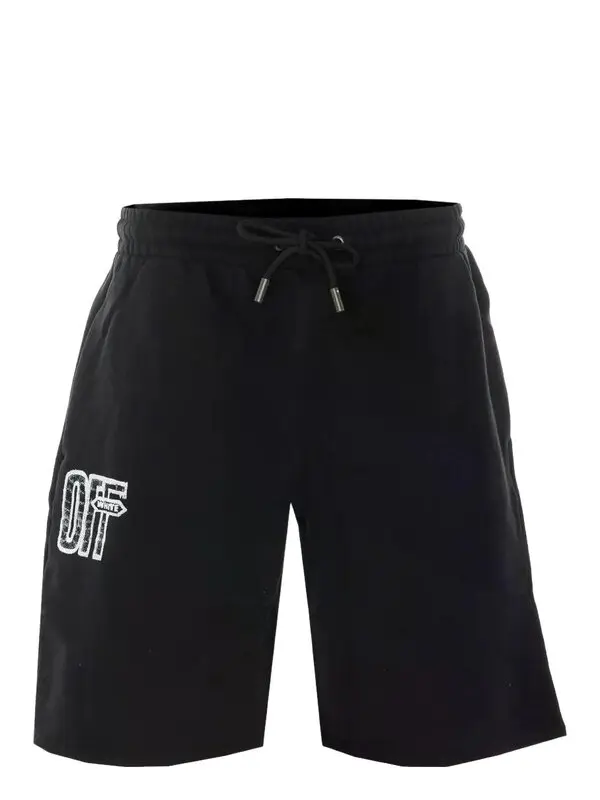 Off-White Motion Arrow Cotton Shorts - Black