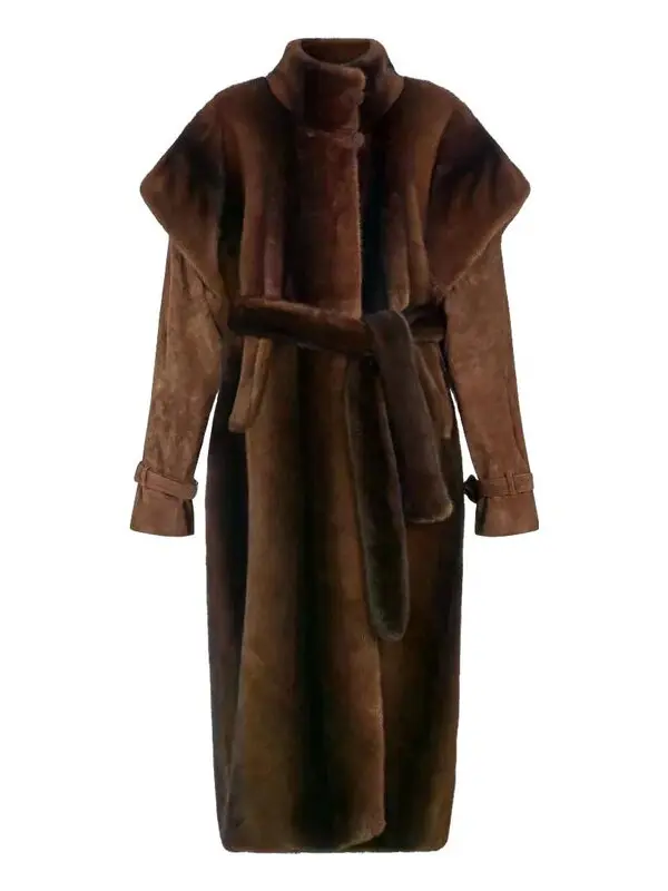 DUCIE Harper Faux-fur Suede Coat - Brown