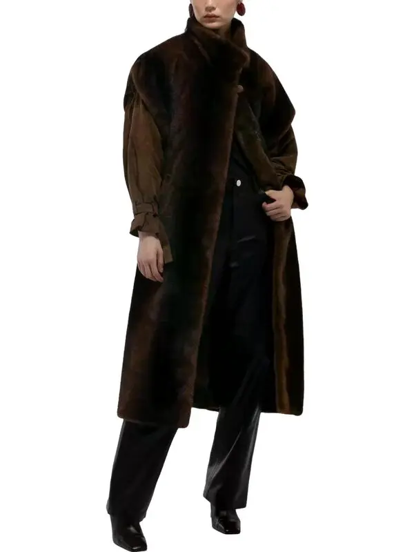DUCIE Harper Suede Coat - Brown