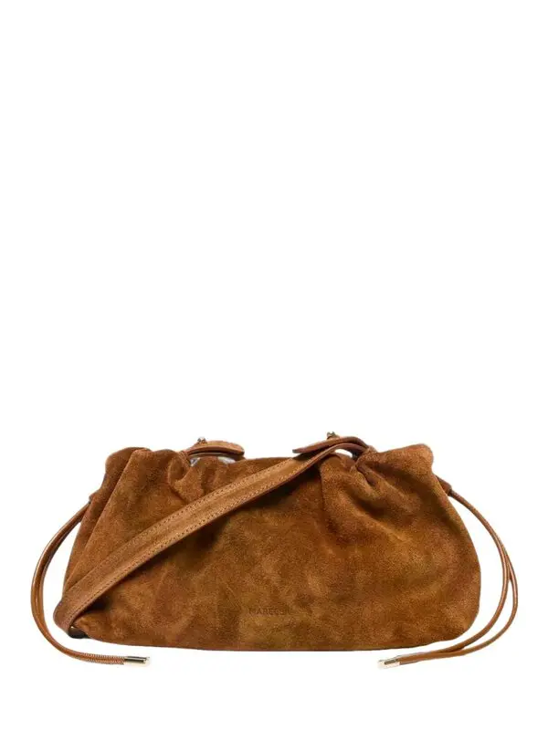 Marella Ruched Suede Shoulder Bag - Brown