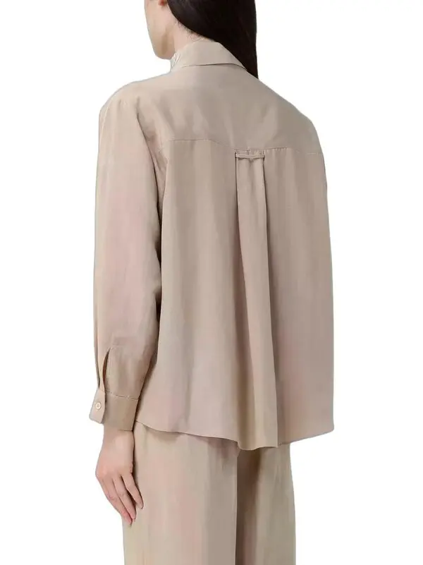 HANITA Embroidered Collar Long Sleeve Shirt - Neutrals