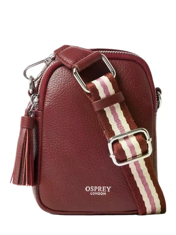 OSPREY Stella Tassel Detail Grained Leather Phone Bag - Red