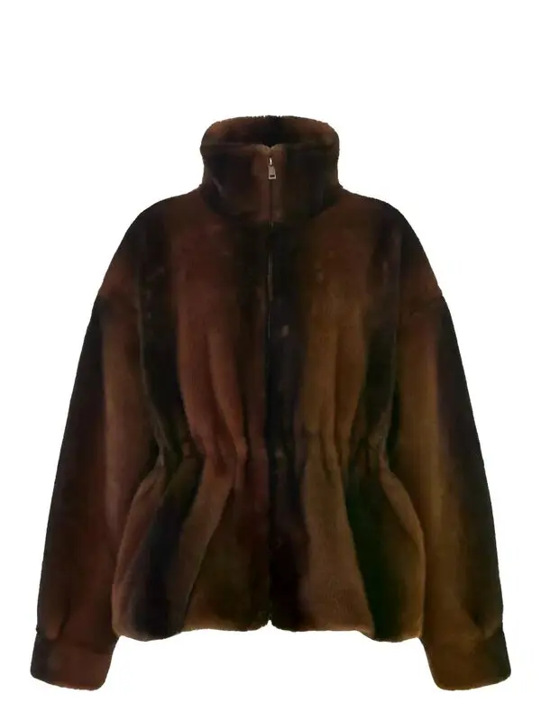 DUCIE Kai Jacket Oversized Fit, Funnel Neck - Brown