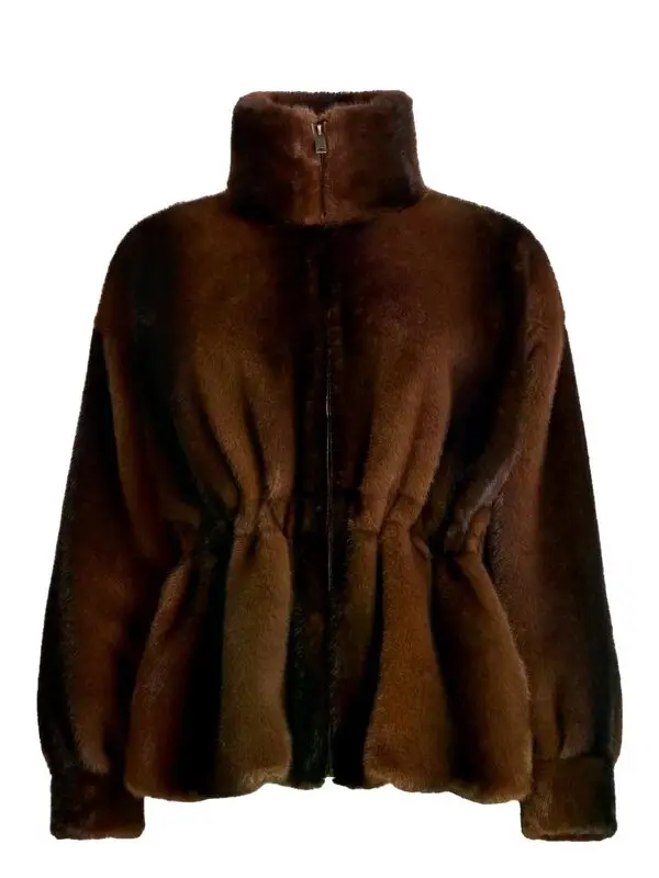 DUCIE Kai Jacket Oversized Fit, Funnel Neck - Brown
