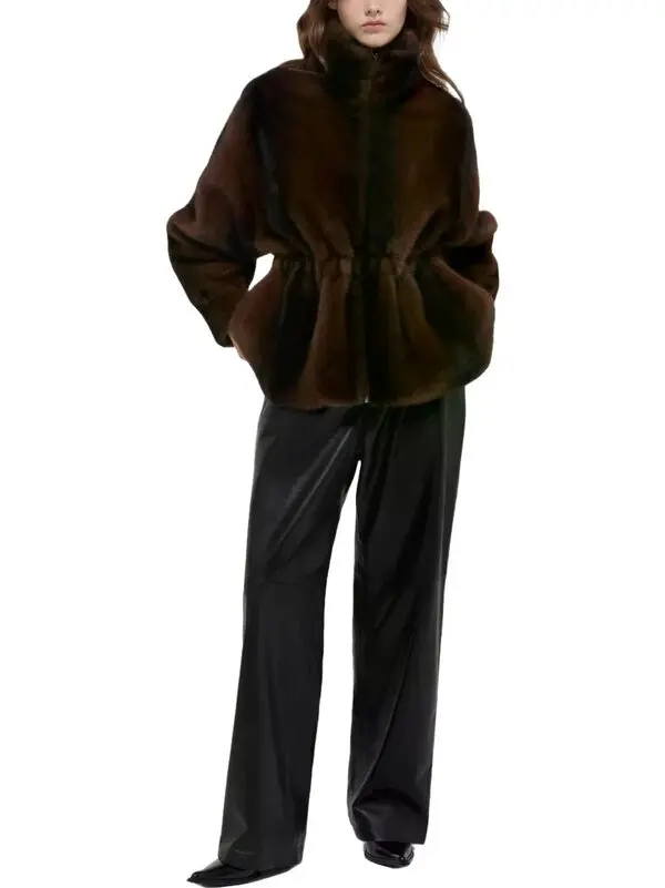 DUCIE Kai Jacket Oversized Fit, Funnel Neck - Brown