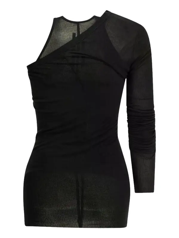 Rick Owens One-shoulder Ribbed Top - Black