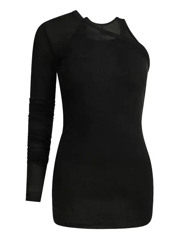 Rick Owens One-shoulder Ribbed Knit Top - Black