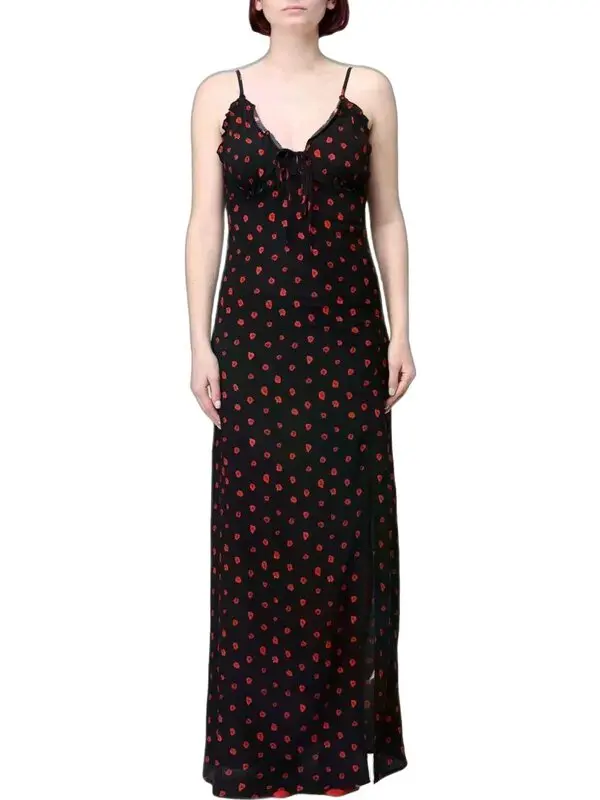 MAR DE MARGARITAS Floral-print Ruffled Maxi Dress - Black