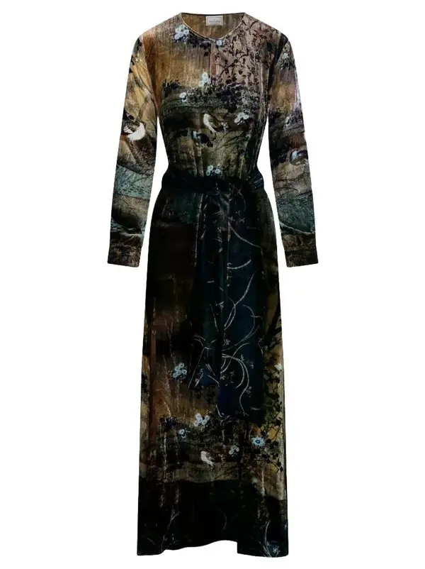 PIERRE-LOUIS MASCIA Landscape Print Belted Maxi Dress - Blue