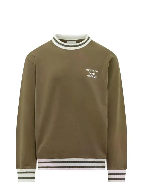 Drole De Monsieur Striped Trim Sweatshirt - Brown