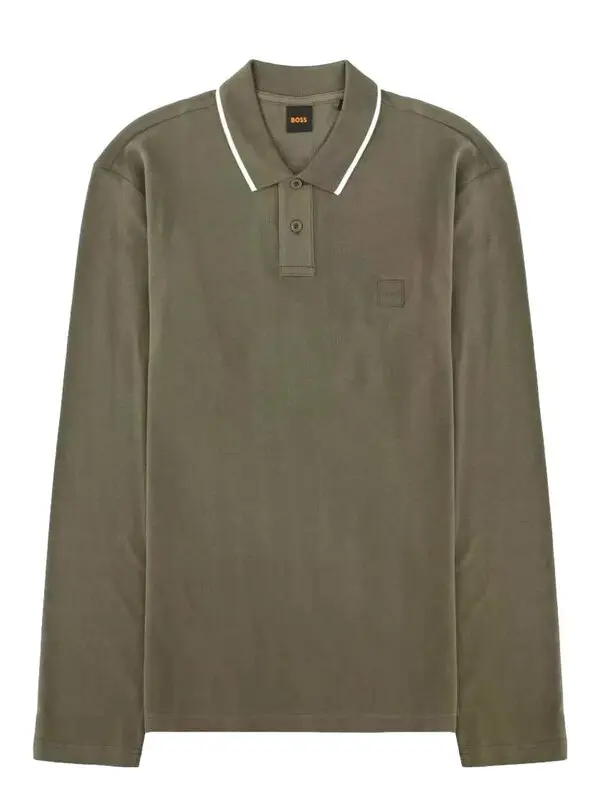 BOSS Long-sleeve Tipping-detail Polo Shirt - Green