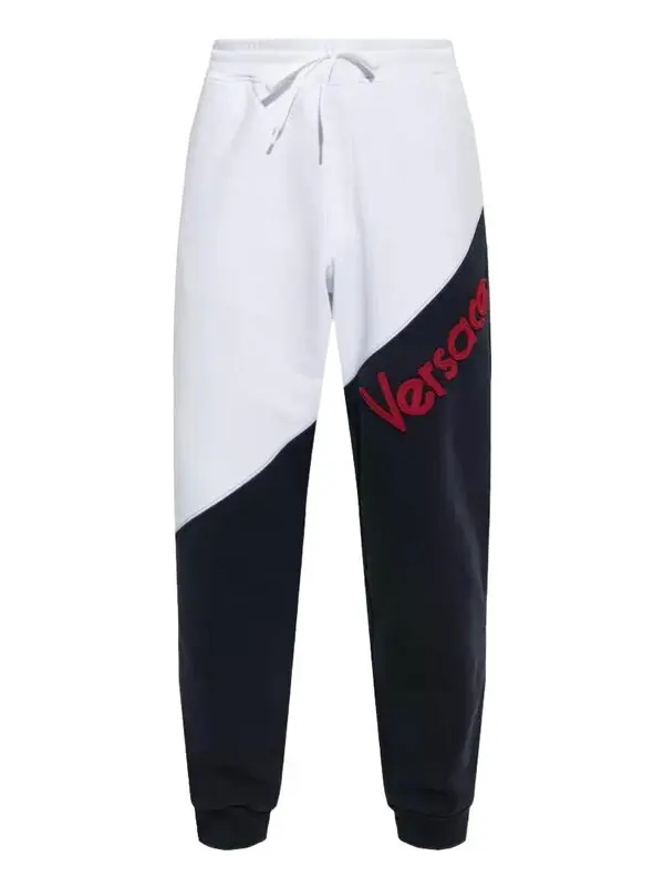 Versace Logo-embroidered Panelled Track Pants - Blue