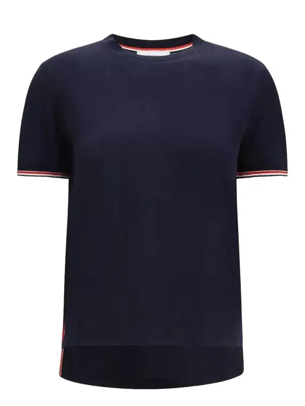 Thom Browne Rwb-tipping Rib-cuff T-shirt - Blue