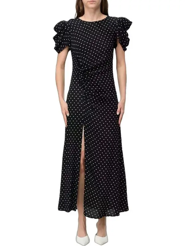 MAR DE MARGARITAS Polka-dot Puff Sleeve Maxi Dress - Black