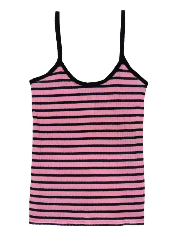 LA FETICHE Jade Striped Ribbed-knit Cami Top - Pink