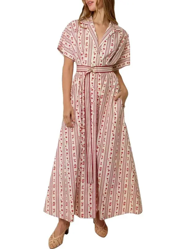 PALM. NOOSA Floral-print Belted Dress - Neutrals