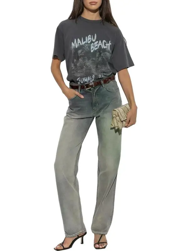 ANINE BING Cade Graphic-print T-shirt - Grey