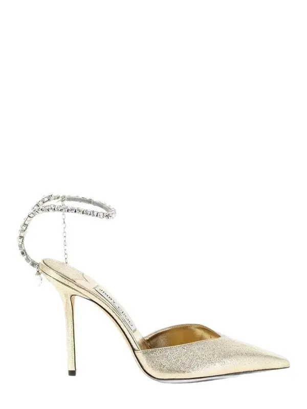 JIMMY CHOO Saeda Crystal-chain Pumps - Gold
