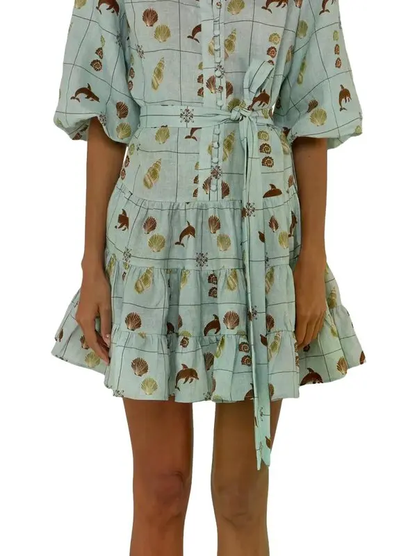 PALM. NOOSA Ruba Shell Print Mini Dress - Blue