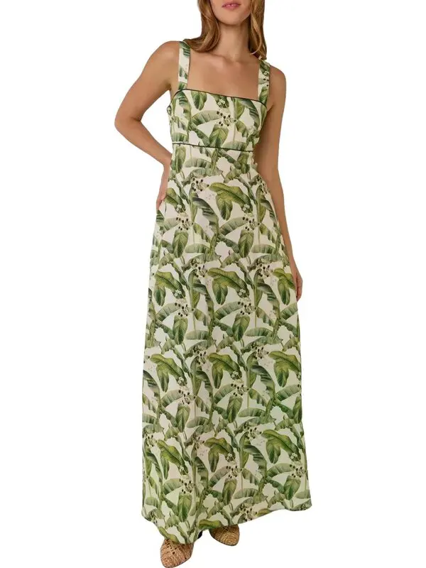 PALM. NOOSA Riviera Palm-print Maxi Dress - Neutrals