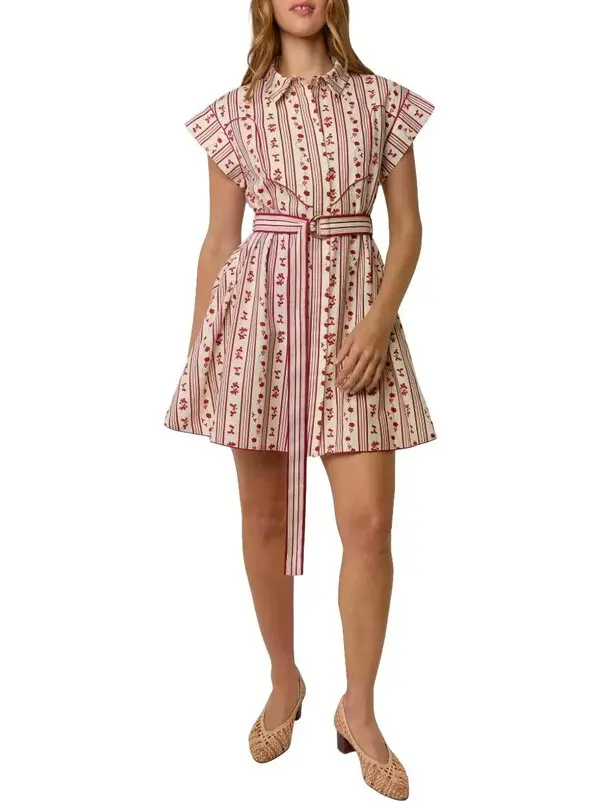 PALM. NOOSA Floral-print Belted Dress - Neutrals