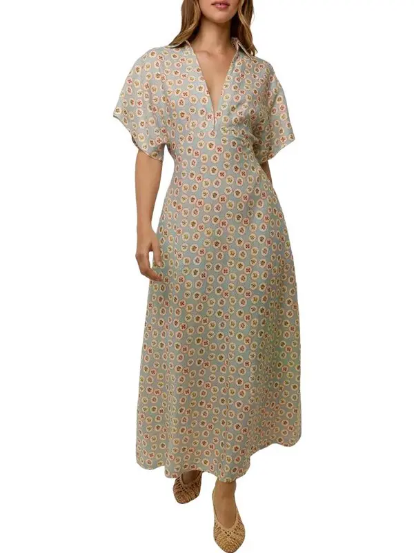 PALM. NOOSA Jasmine Floral-print Midi Dress - Blue