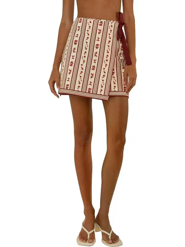 PALM. NOOSA Rex Floral-print Wrap Mini Skirt - Neutrals