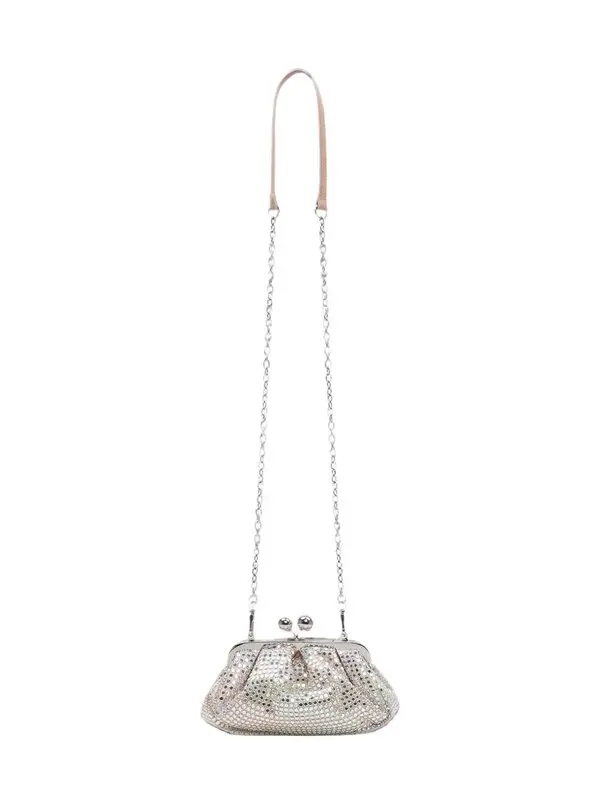 Max Mara Crystal-embellished Leather Clutch Bag - Grey