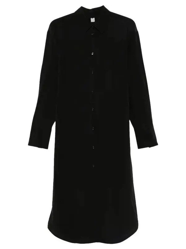 TOTEME Silk Shirt Midi Dress - Black