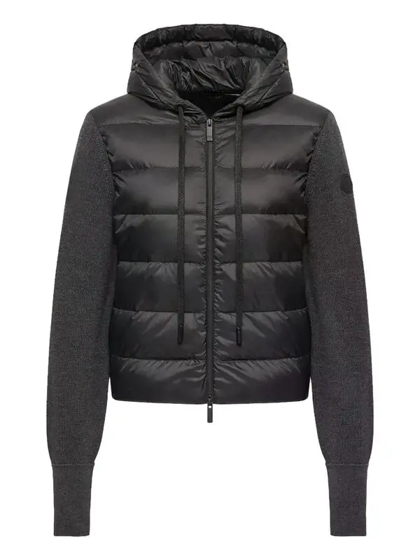 Moncler Quilted Panel Hooded Cardigan - Grey