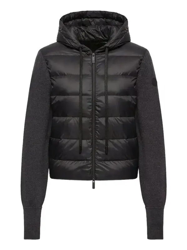 Moncler Quilted Panel Hooded Cardigan - Grey