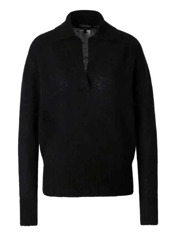 TOM FORD V-neck Fine Knit Sweater - Black