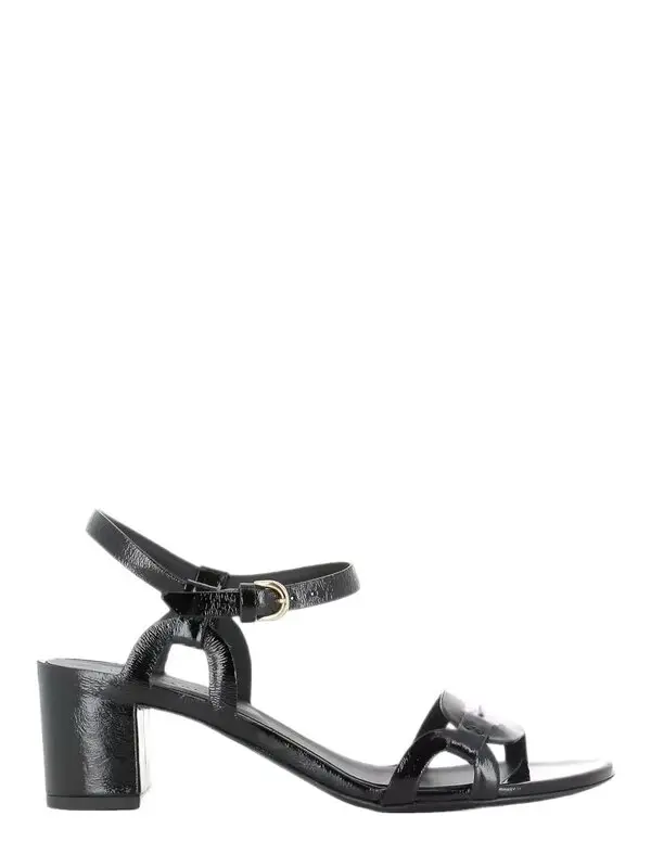 DEL CARLO Betty Patent-leather Buckled Sandals - Black