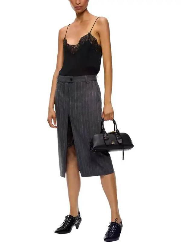 Pinko Lace-trim Pinstripe Midi Dress - Grey