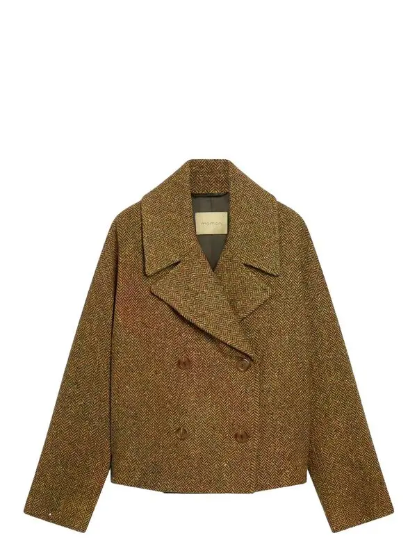 Momoni Ketil Herringbone Double-breasted Coat - Yellow