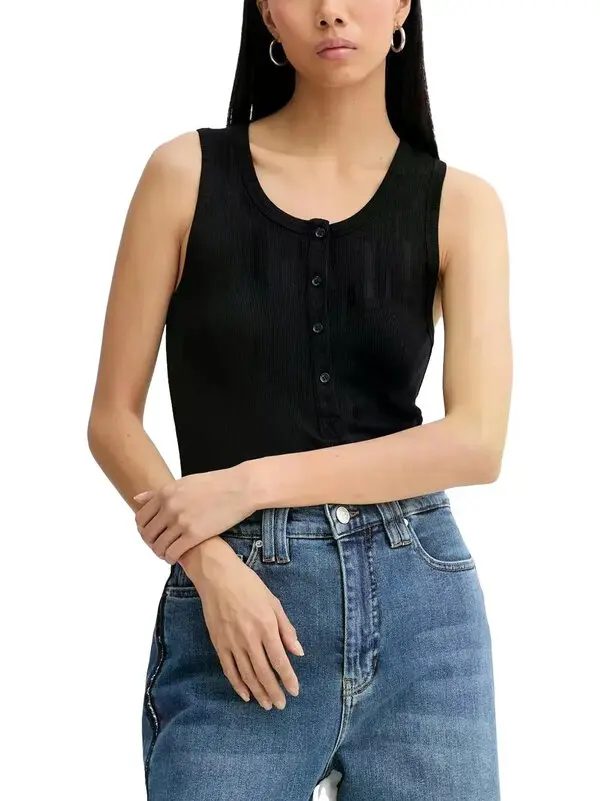 Munthe Boma Ribbed-knit Henley Tank Top - Black