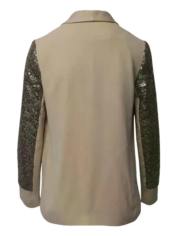 Maje Sequin Sleeve Shawl Blazer - Neutrals