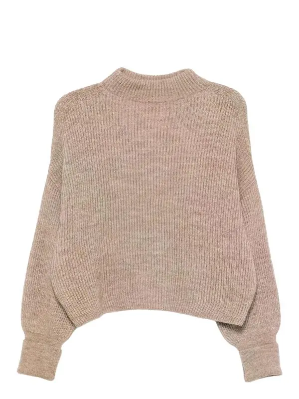Closed Ribbed-knit Mock-neck Sweater - Neutrals