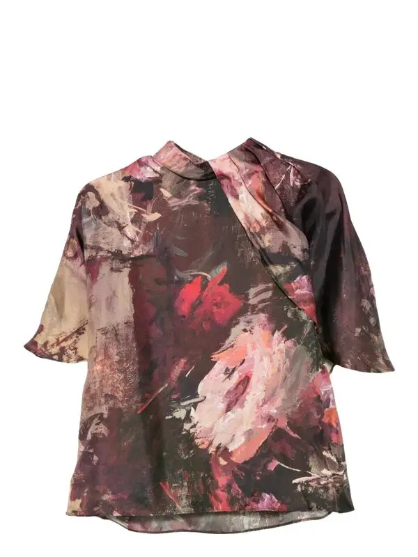 Antonio Marras Floral Print Draped Blouse - Red
