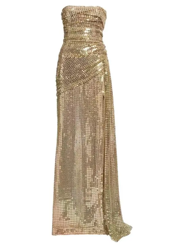 Elie Saab Strapless Sequin-embellished Maxi Dress - Gold