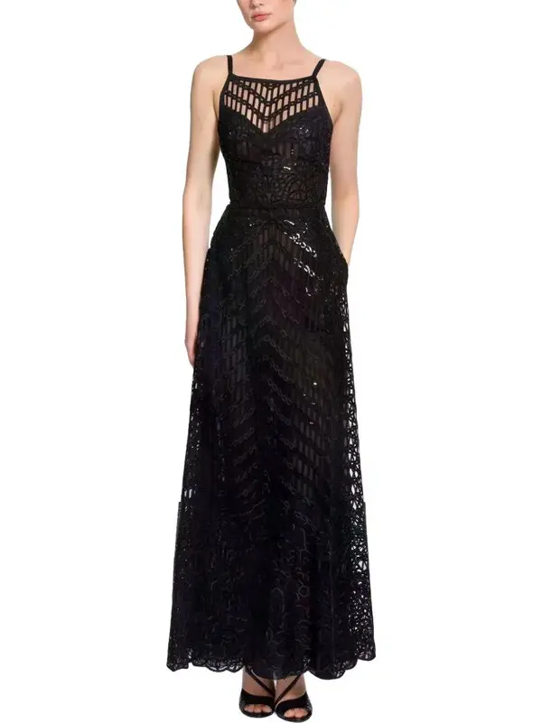 Elie Saab Sequin-embroidered Lace Maxi Dress - Black