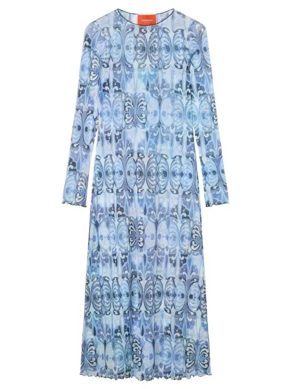 La DoubleJ Slinky Swing Dress In Cocoon Print - Blue