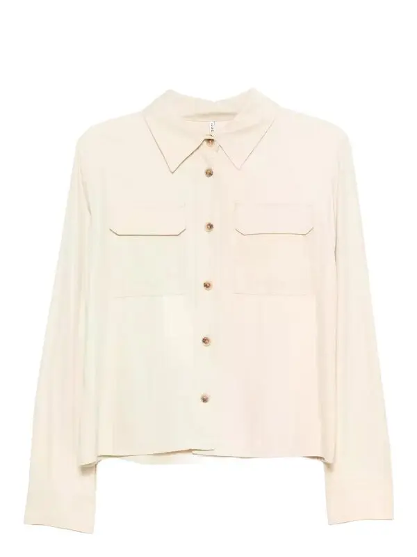 Liviana Conti Long Sleeve Shirt With Chest Pockets - Neutrals