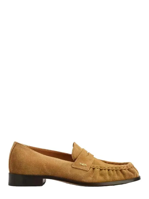 TOD'S Logo-appliqué Suede Loafers - Neutrals