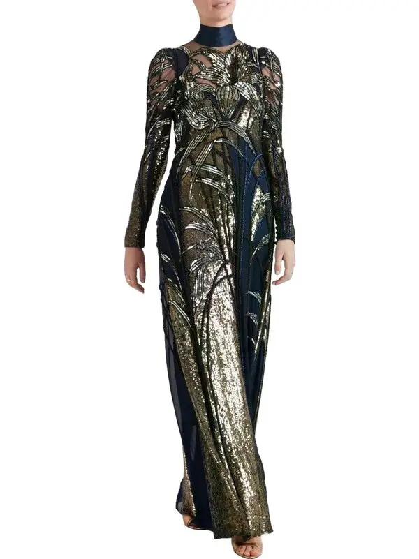 TEMPERLEY LONDON Mariana Sequin-embellished Gown - Blue
